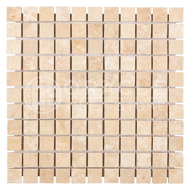 Durango (Mexican) Travertine 1" X 1" Mosaic Tumbled — Oracle Tile & Stone
