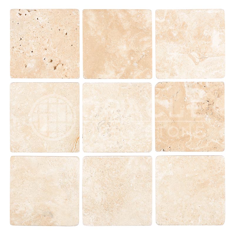 Durango (Mexican) Travertine 4" X 4" Tile Tumbled — Oracle Tile & Stone