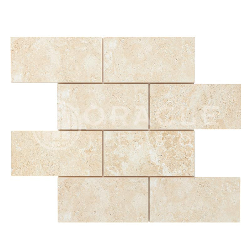 Durango (Mexican) Travertine 3" X 6" Tile (Micro-Beveled) Filled & Hon ...
