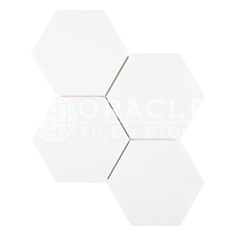 Thassos White (Greek) Marble 6" X 6" Hexagon Mosaic — Oracle Tile & Stone